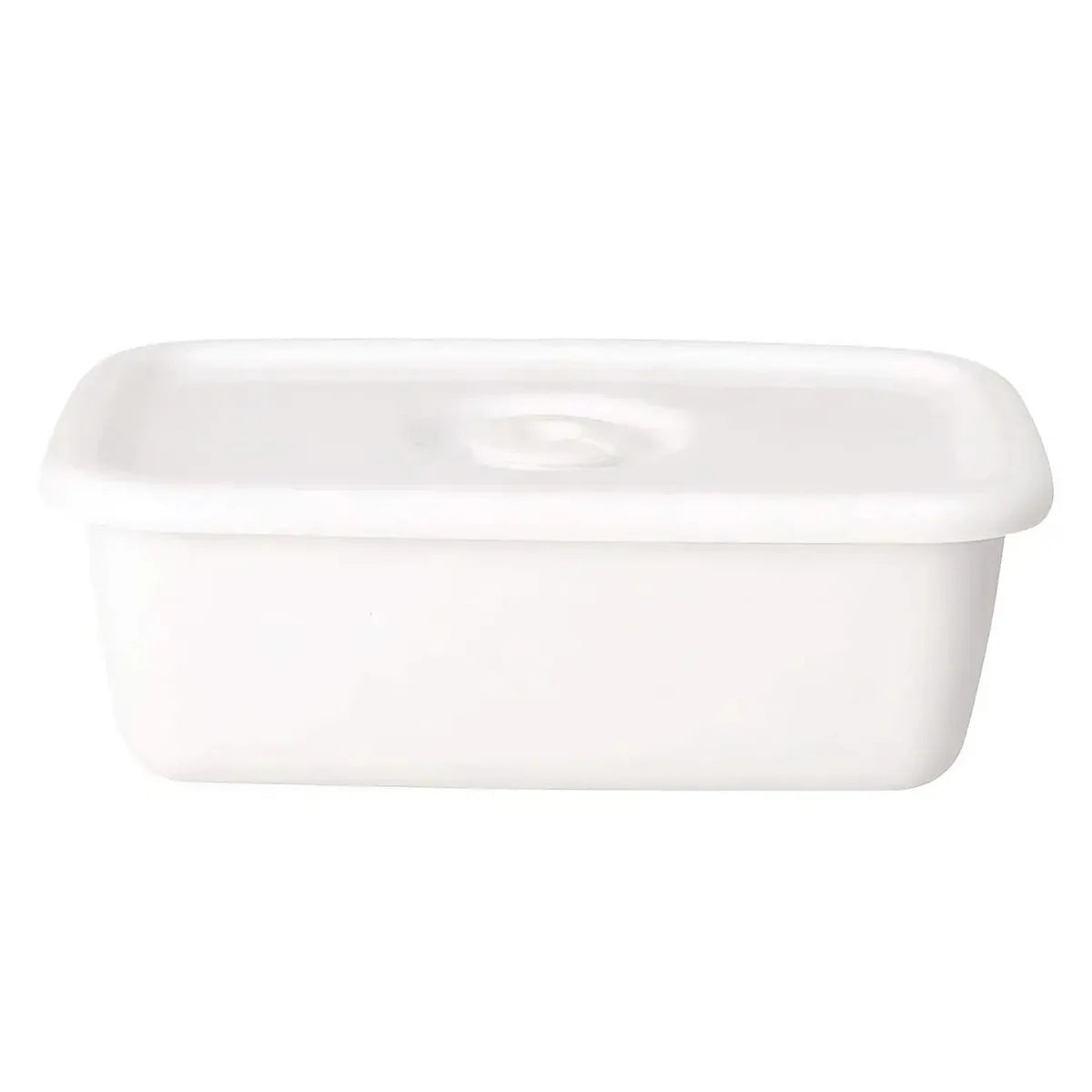 Noda Horo White Series Enamel Rectangle Deep Food Containers With Seal