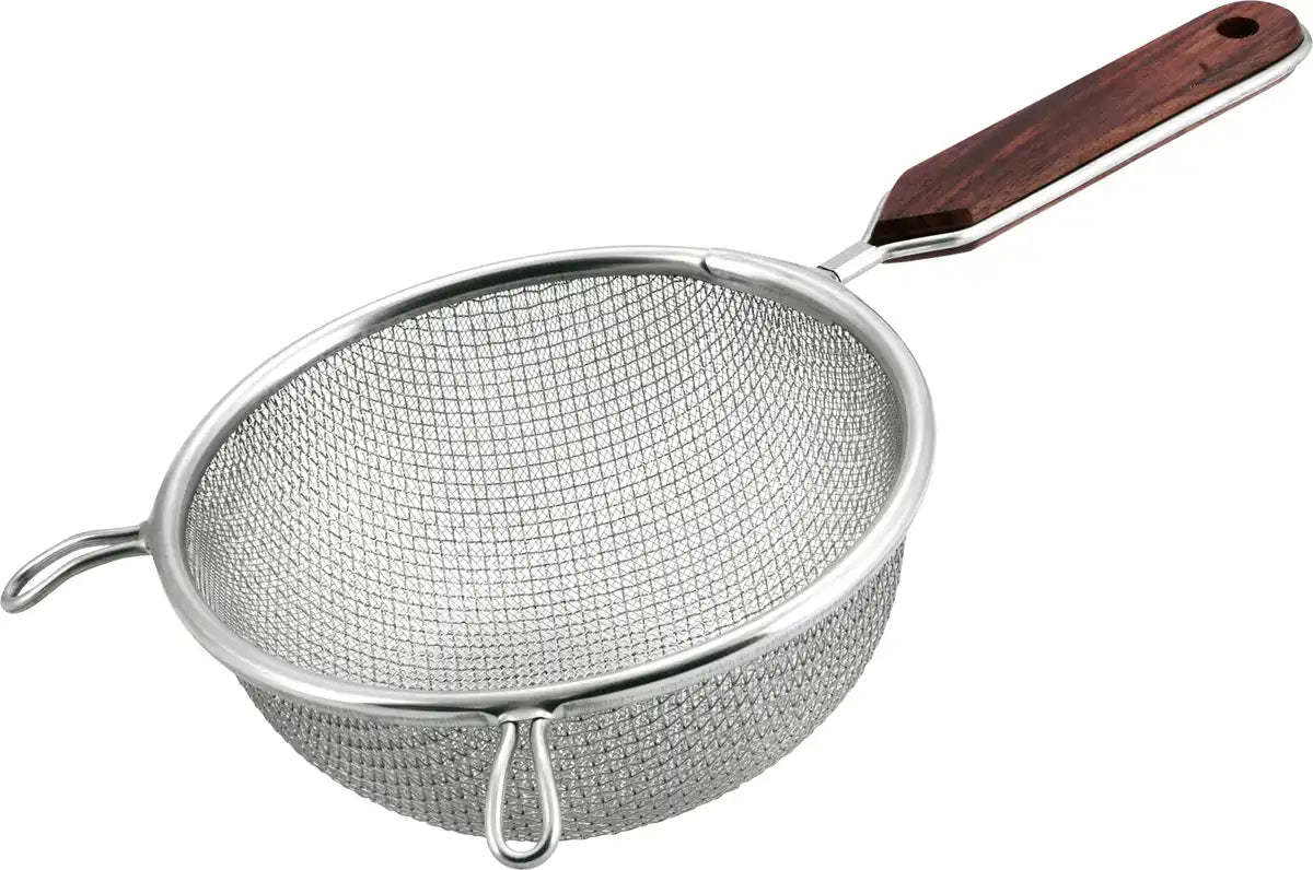 Minexmetal Wooden Handle Double Mesh Two-Layer Fine Strainer for Kitch