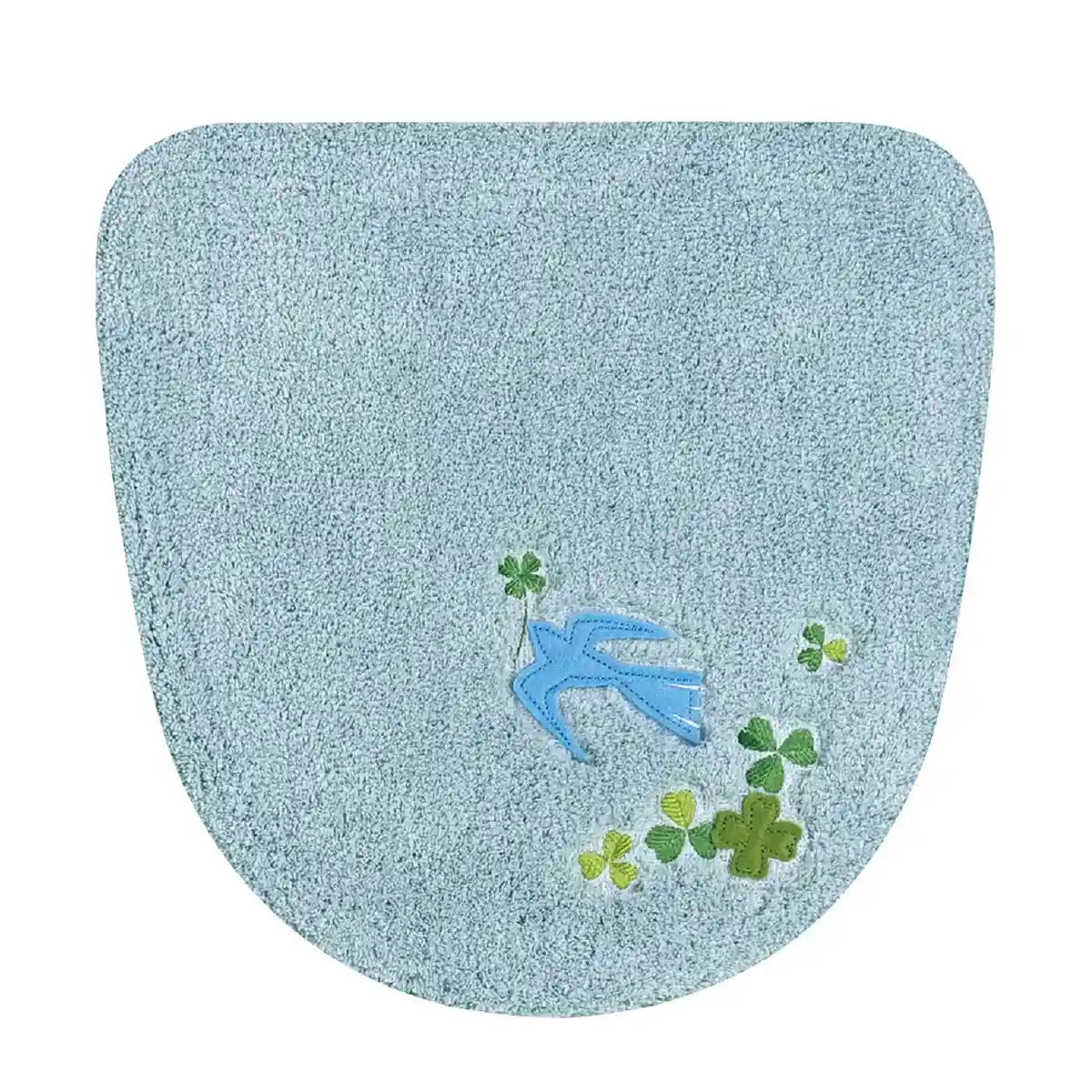 Senko Japan Bird Toilet Lid Cover Washing Light Blue Lucky Motif Embro