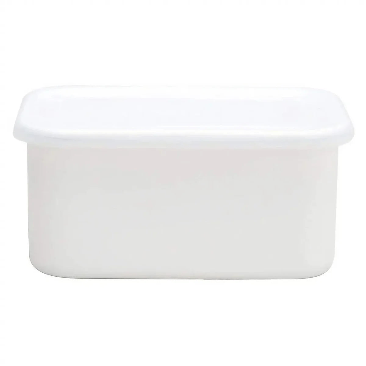 Noda Horo White Series Enamel Rectangle Deep Food Containers With Lid