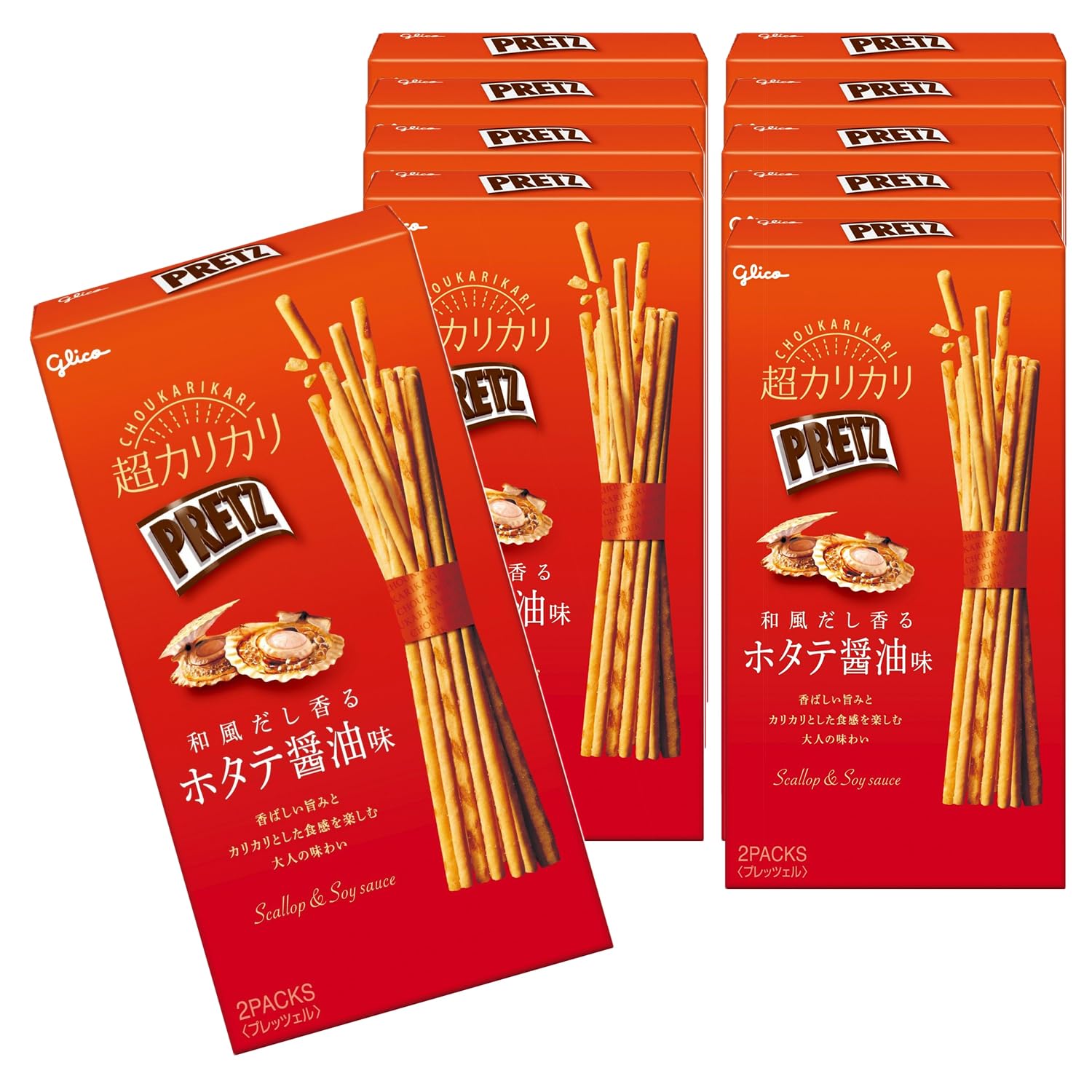 Glico Pretz Biscuit Sticks Scallop Soy Sauce Dashi Flavor 55g Snack Bo
