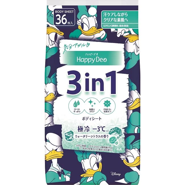 Mandom Happy Deo Body Sheet Watery Citrus Scent 36 Pack Freshness