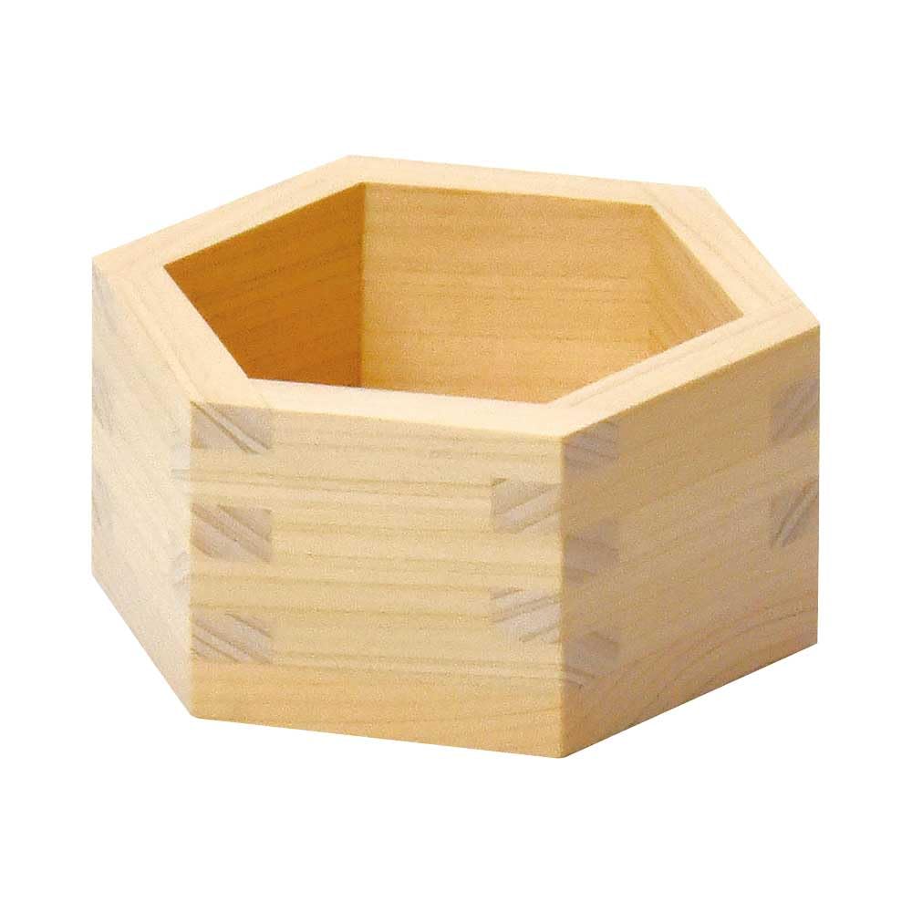 Yamaco Hinoki Hexagonal Masu Unpainted 9.8x8.5x4.5cm 12262 Durable Des