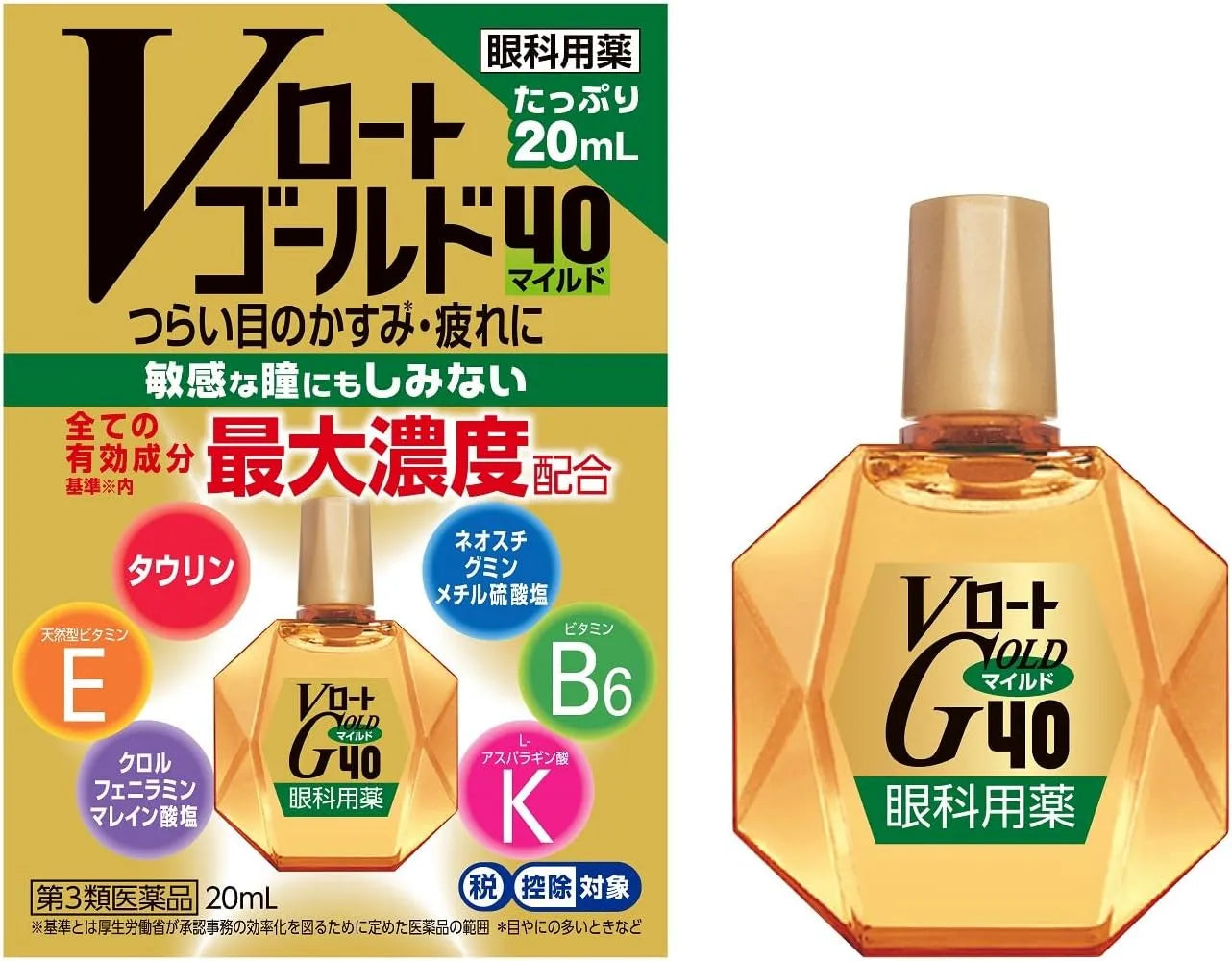 V Rohto Gold 40 Mild Eye Drops 20mL Third Class Medicine by Rohto Phar