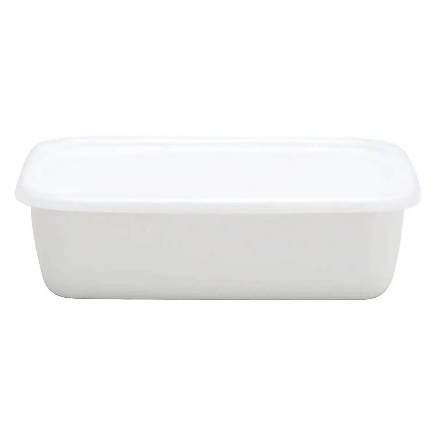 Noda Horo White Series Enamel Rectangle Deep Food Containers With Lid