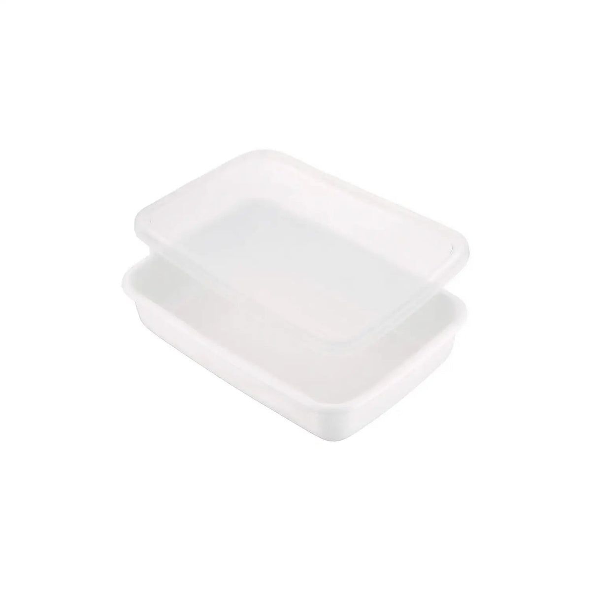 Noda Horo White Series Enamel Rectangle Shallow Food Containers With L ...