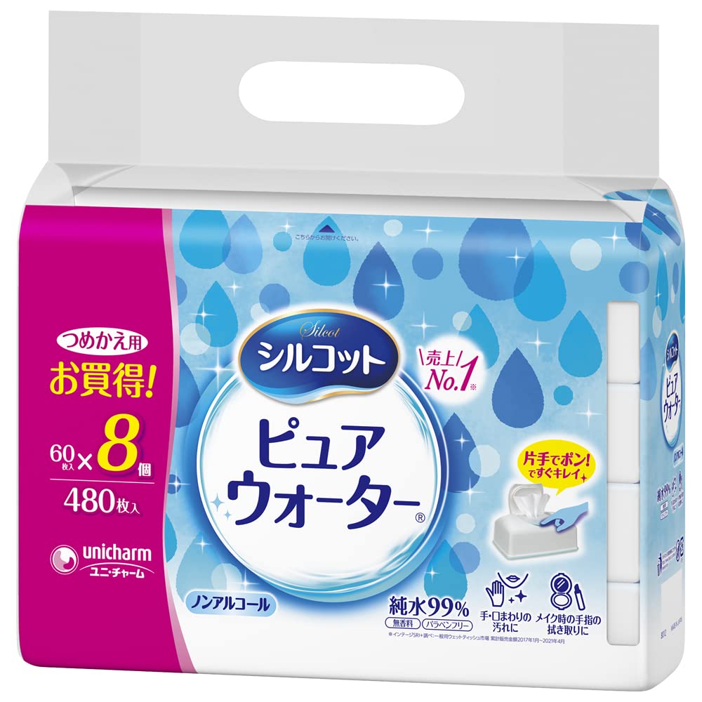 Silcot Wet Tissue Pure Water 99% Pure Water [refill ] 480 Sheets 60 Sh